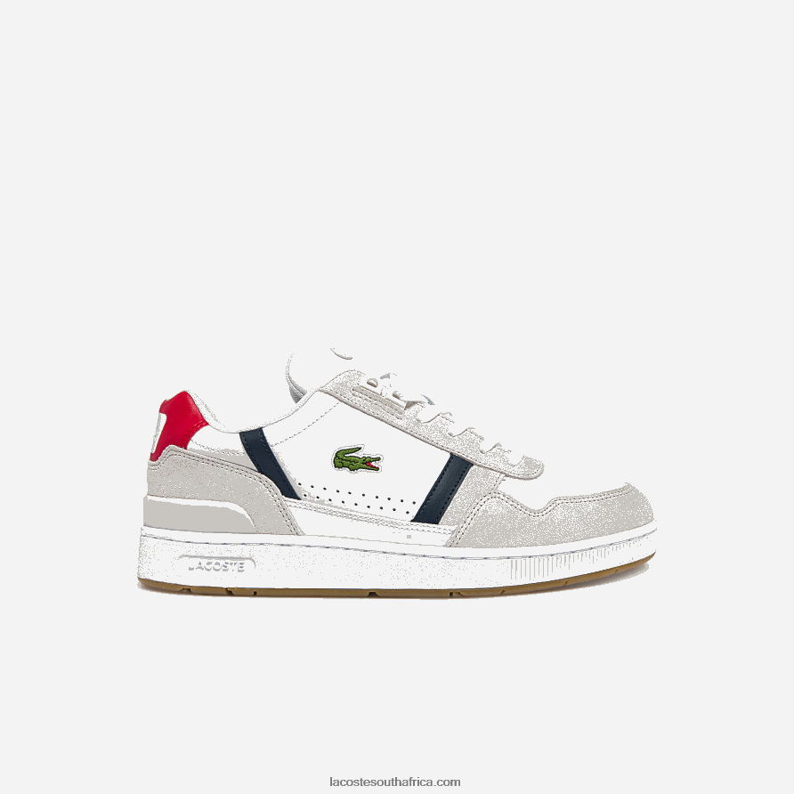 Men Lacoste Whitenavy And Red 407 T Clip Tricolor Leather And Suede Sneakers Tj8x401836